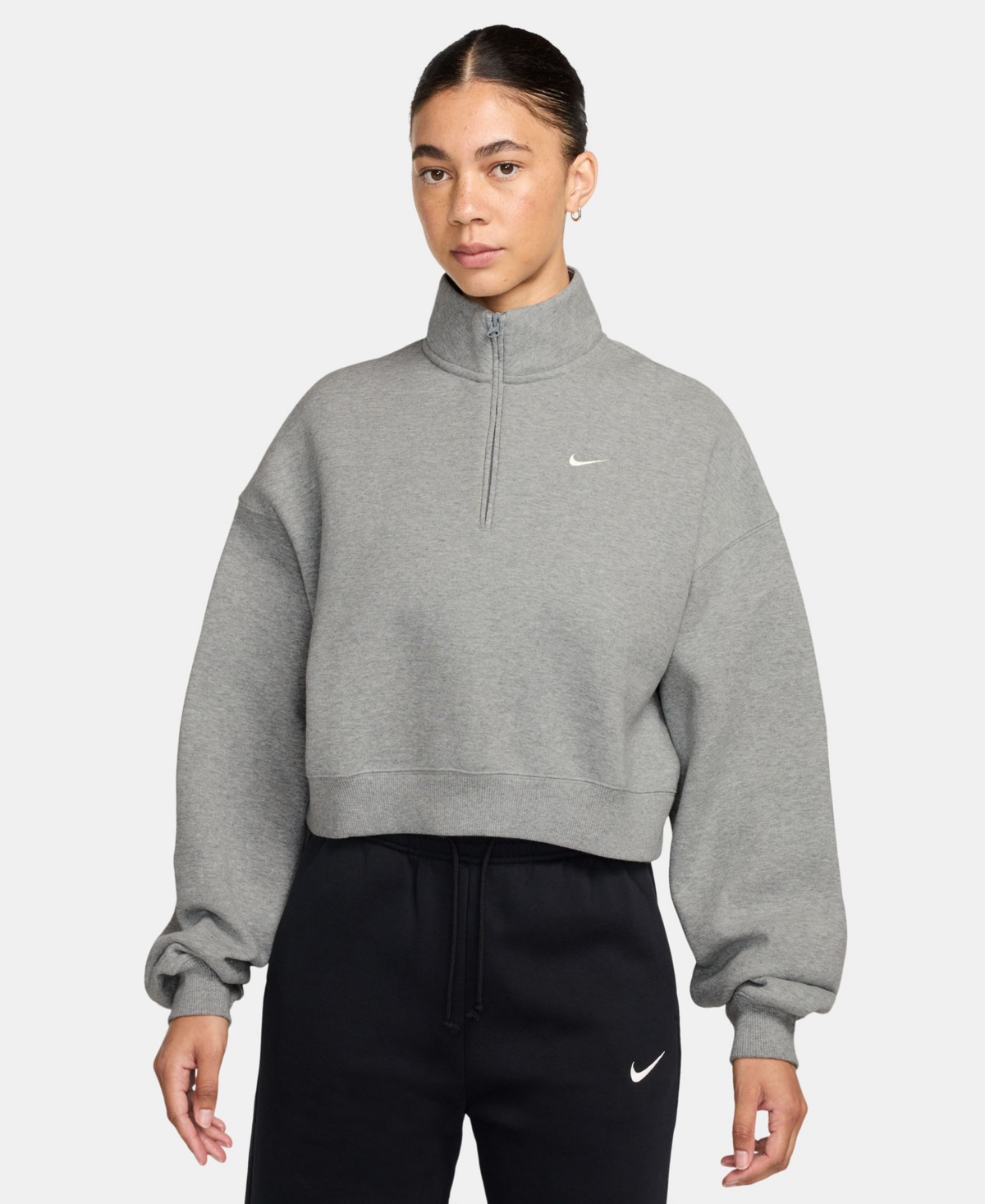 Click here for Nike Studio Fleece Womens Oversized 1/4-Zip Croppe... prices