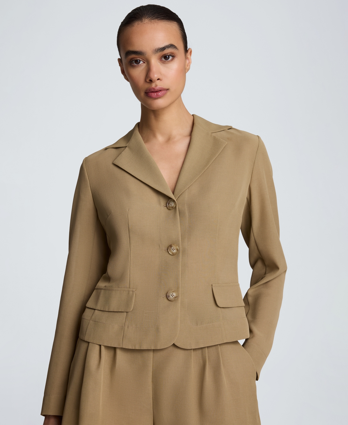 Click here for Kenneth Cole Womens Notch Collar Blazer - Moss Tau... prices