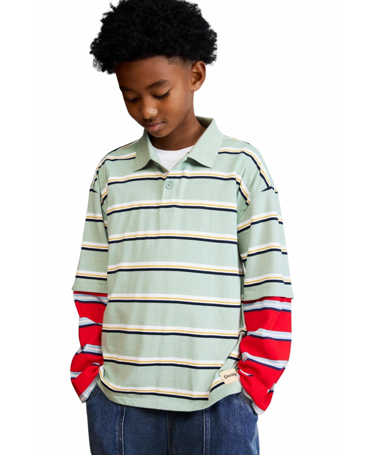 Click here for Desigual Boys Boyss Striped polo shirt with double... prices