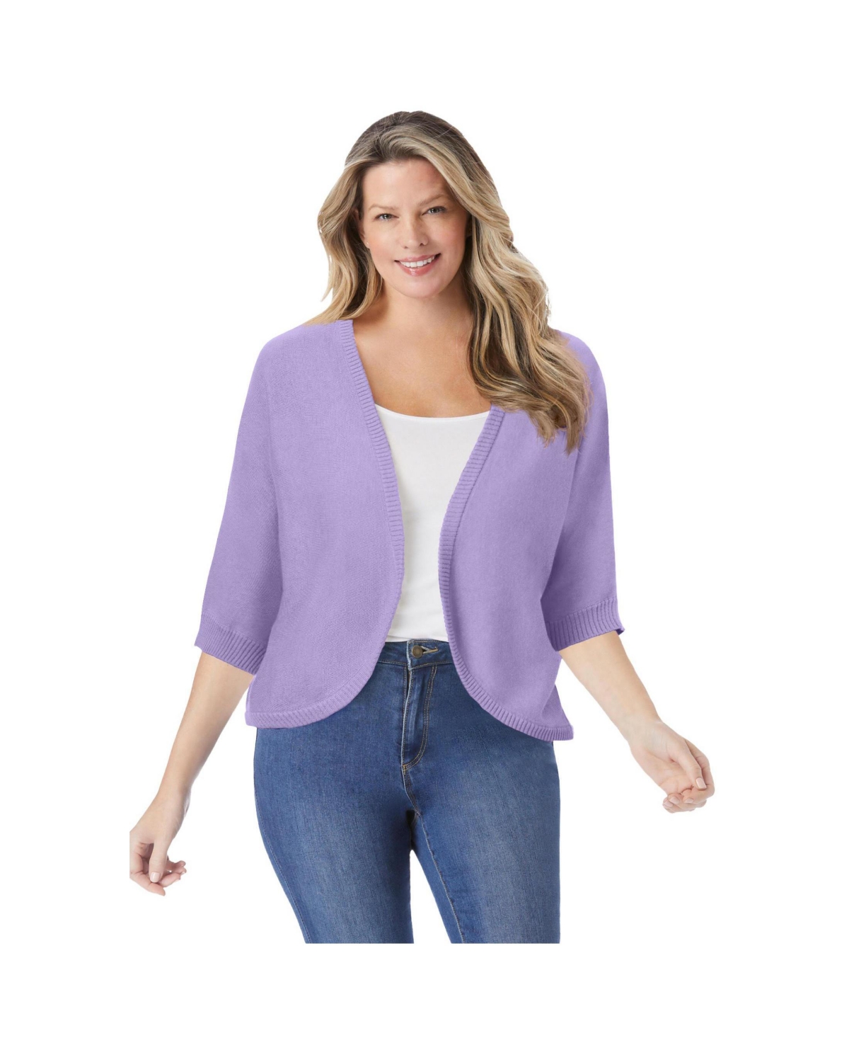Click here for Woman Within Plus Size Within Rib Trim Cardigan Sh... prices