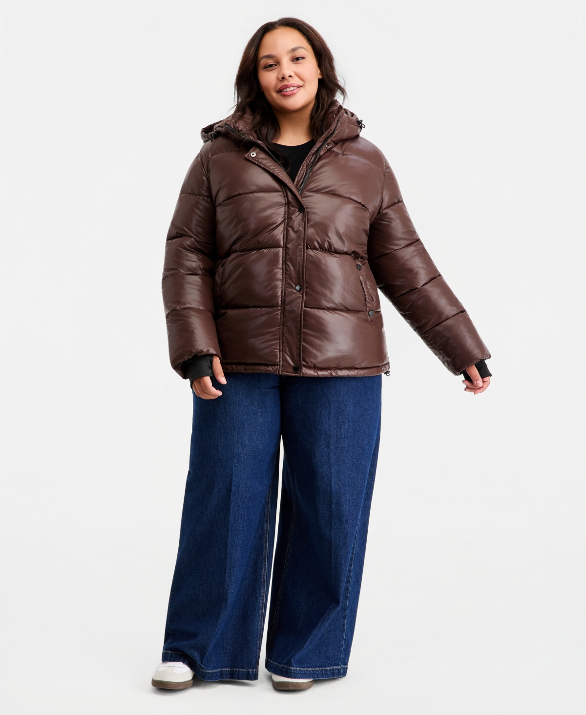 Click here for Steve Madden Plus Size Hooded Puffer Long-Sleeve J... prices