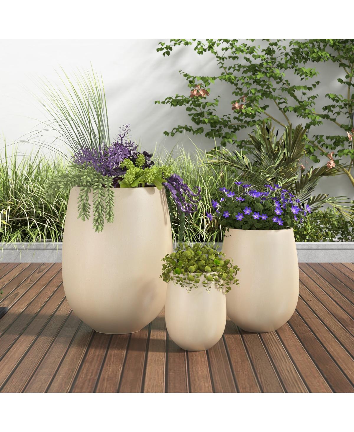 Click here for Asagikoiai 3-Piece Mgo Planter Set with Drainage H... prices
