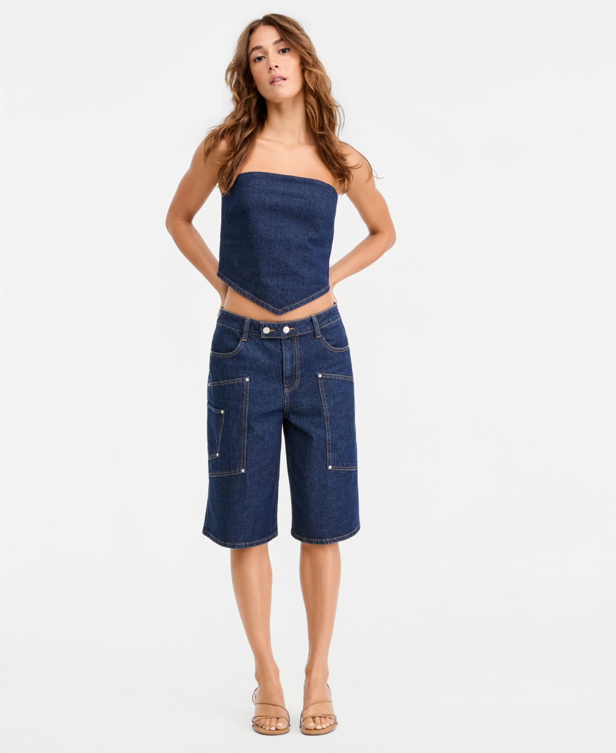 Click here for Bar Iii Womens Denim Cargo Shorts  Macys Exclusive... prices