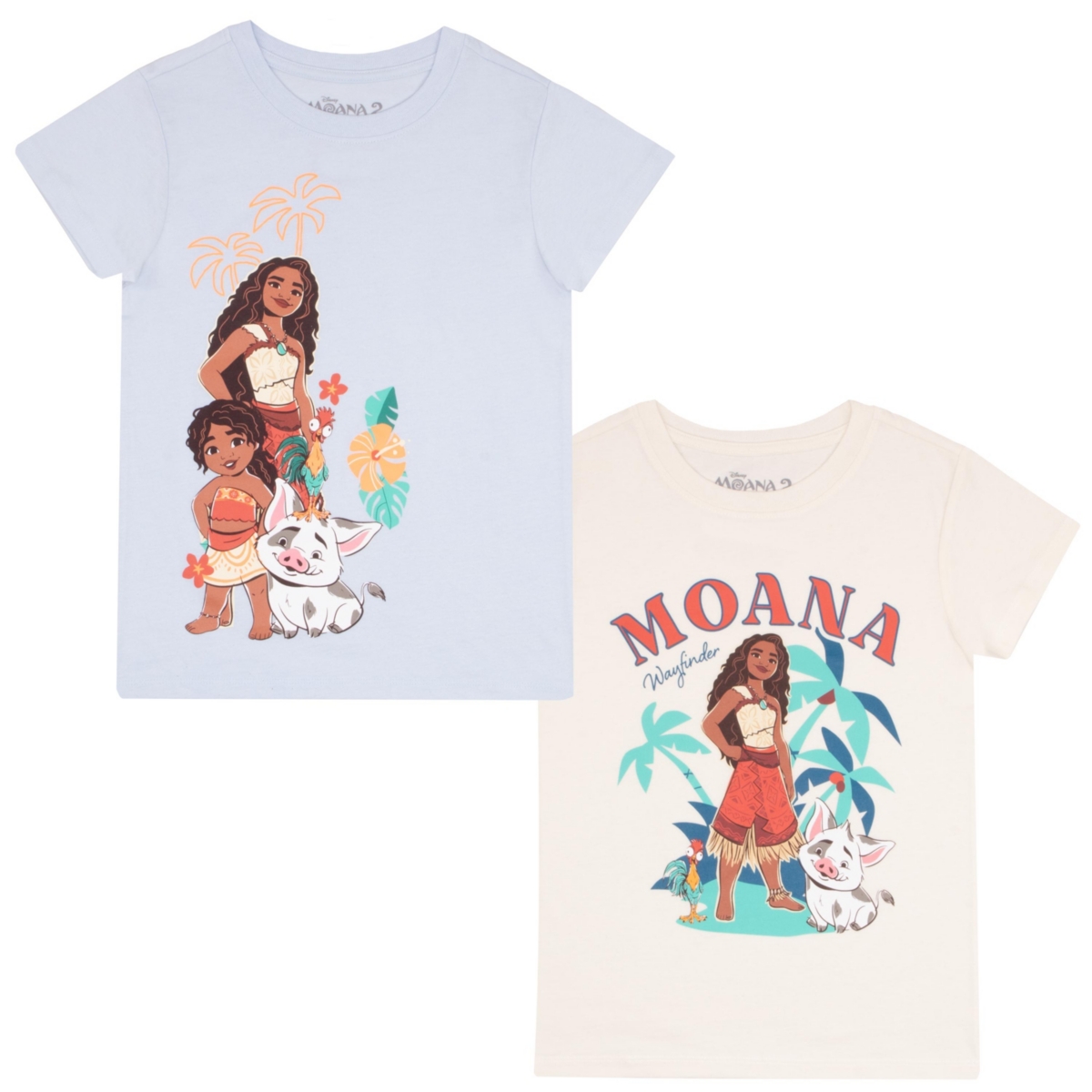Click here for Disney Girls Moana and Friends 2 Pack T-Shirt - Li... prices
