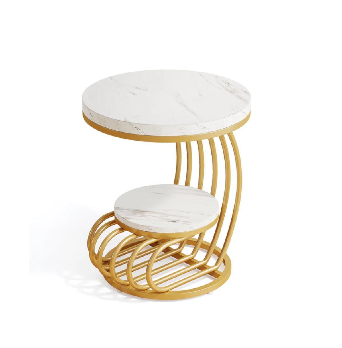 Click here for Slickblue 2 Tier Faux Marble Side Table for Living... prices