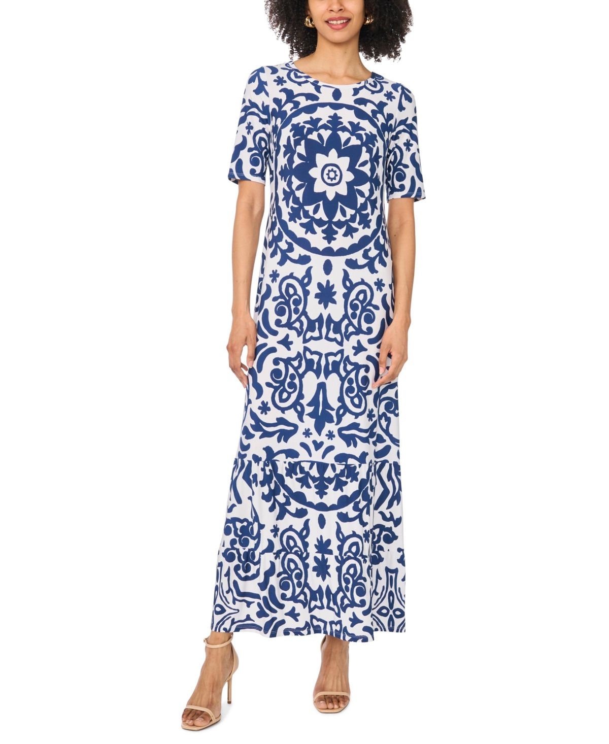 Click here for Vince Camuto Womens Crewneck Printed Maxi Dress -... prices