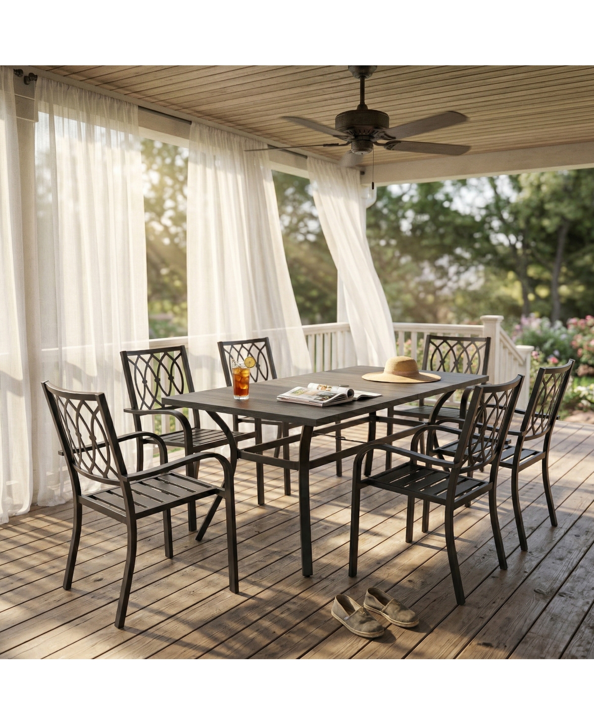 Click here for Streamdale Furniture 7-Piece Outdoor Metal Patio D... prices