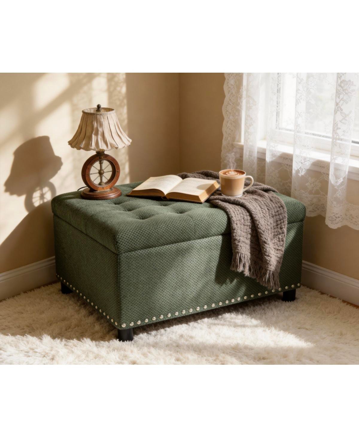 Click here for Streamdale Furniture Tufted Storage Ottoman - Gree... prices