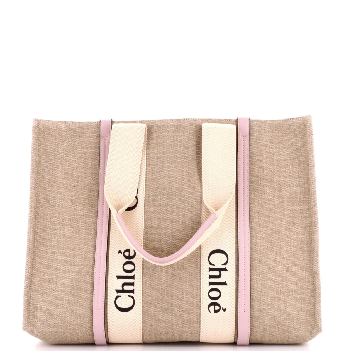 Click here for Pre-Owned Chloe Large Woody Tote Canvas with Leath... prices