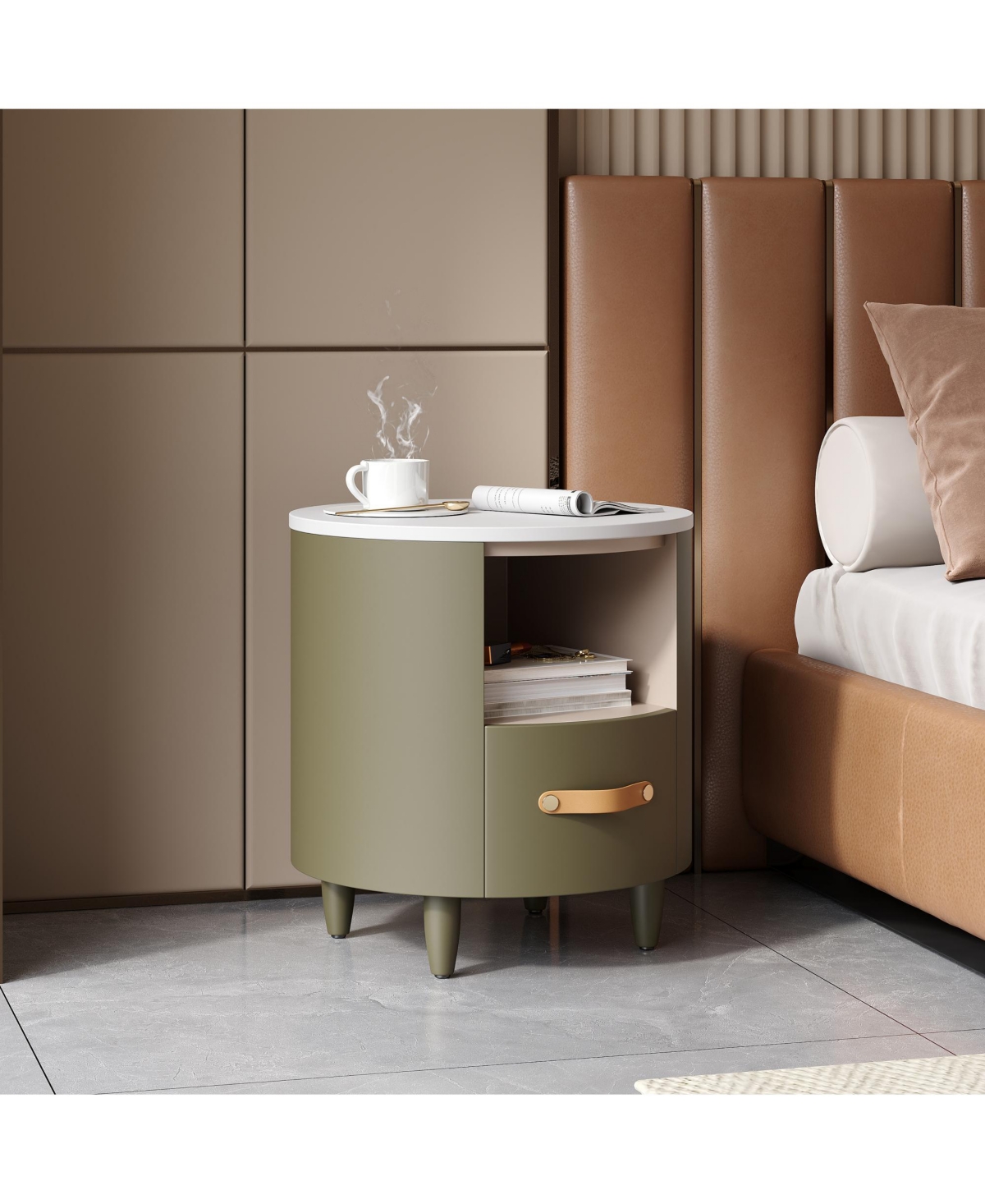 Click here for Rainsken Round Nightstand  Modern Bedside Table wi... prices