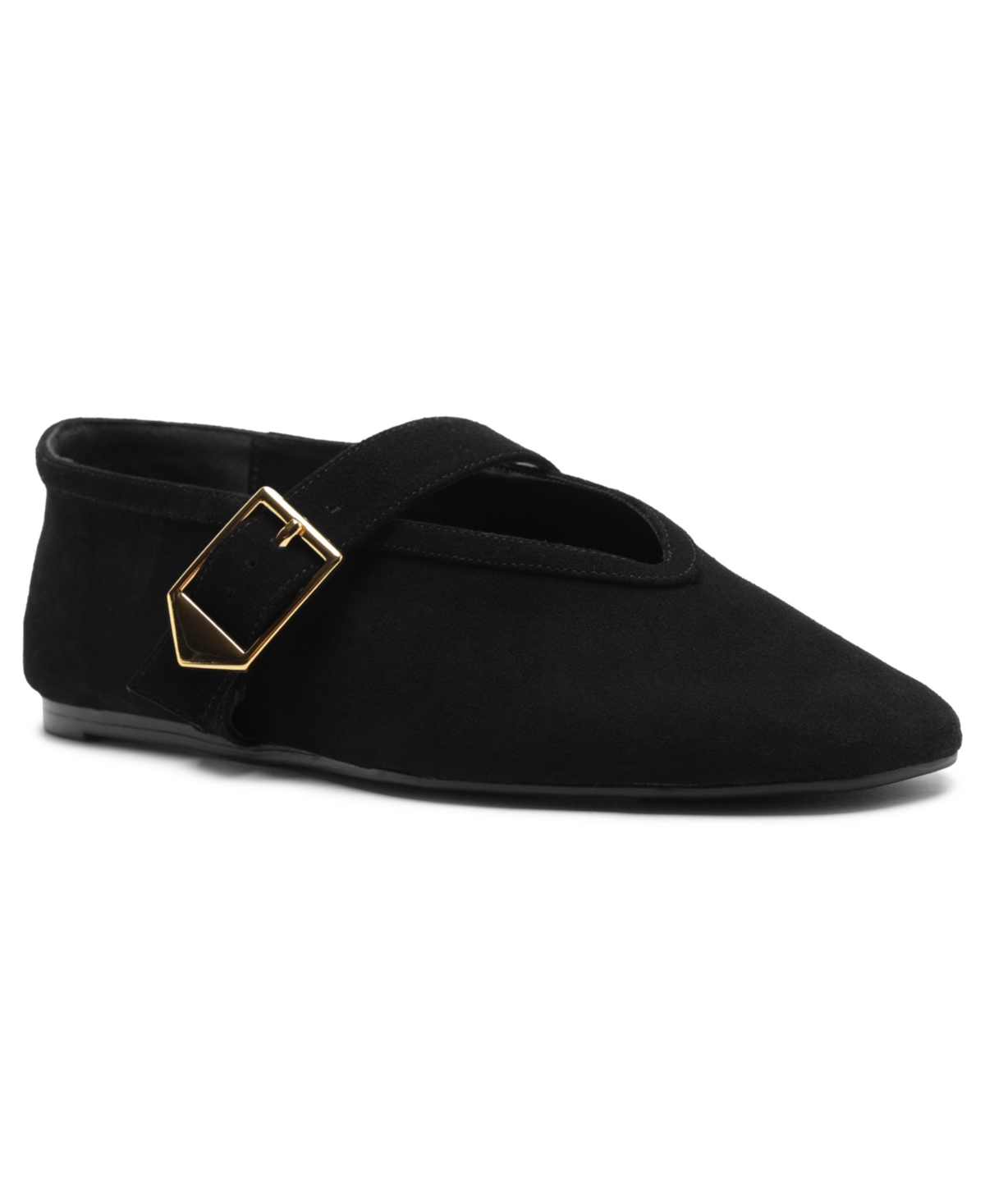 Click here for Schutz Womens Vick Buckle Square Toe Flats - Black prices
