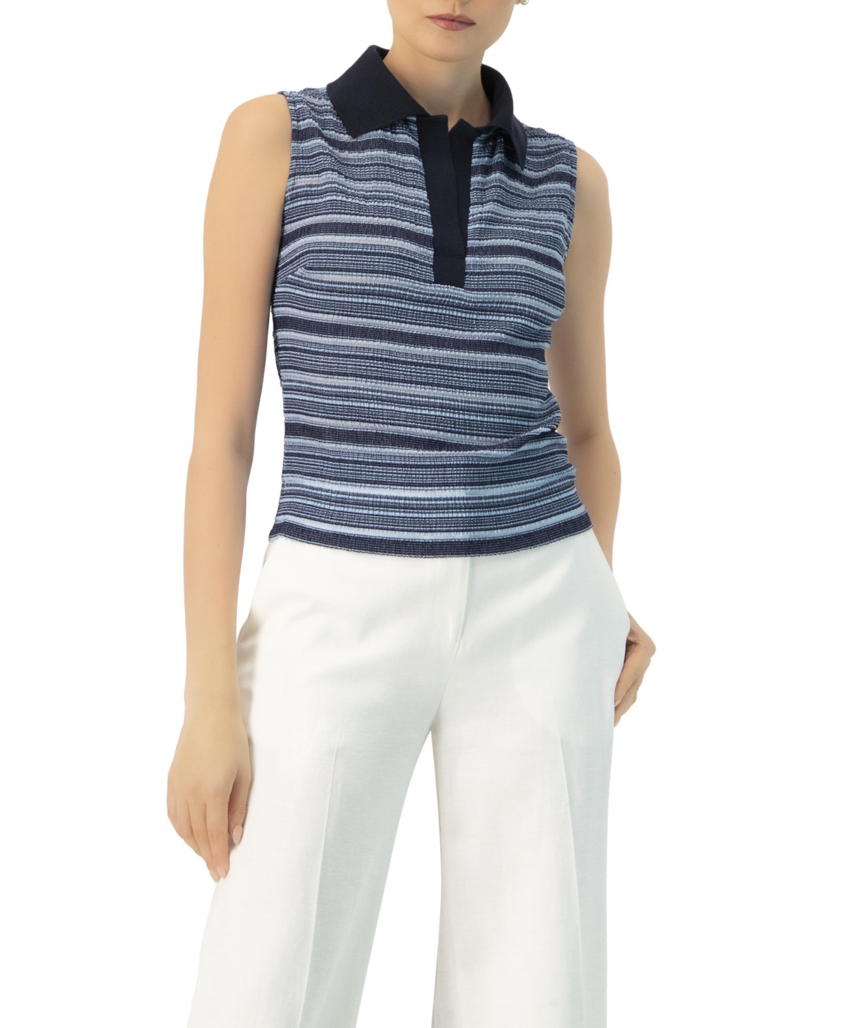 Click here for Ivonne Womens Sleeveless Knitted Polo with Collar... prices