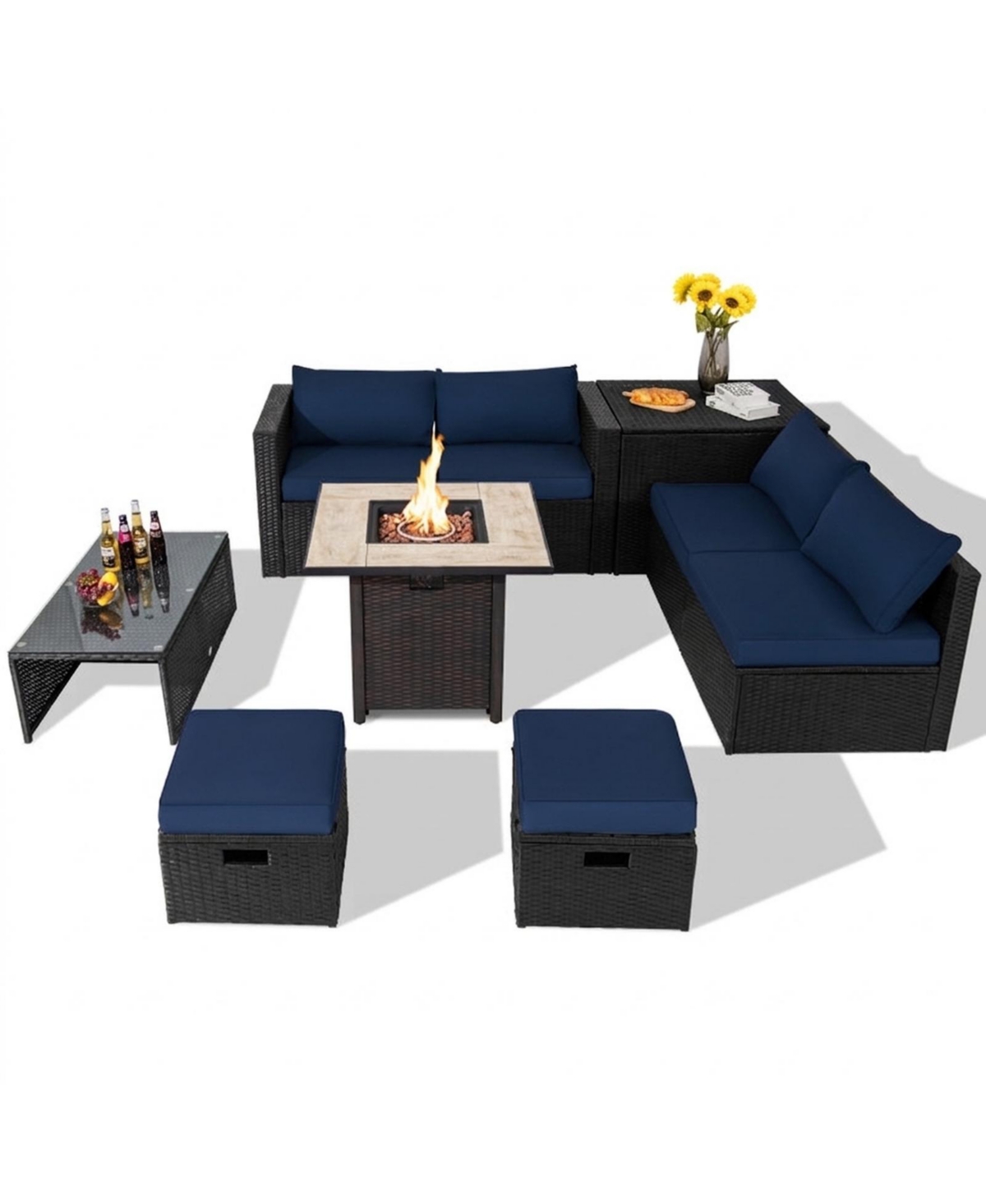 Click here for Sugift Outdoor Pe Rattan Wicker Sectional Sofa wit... prices