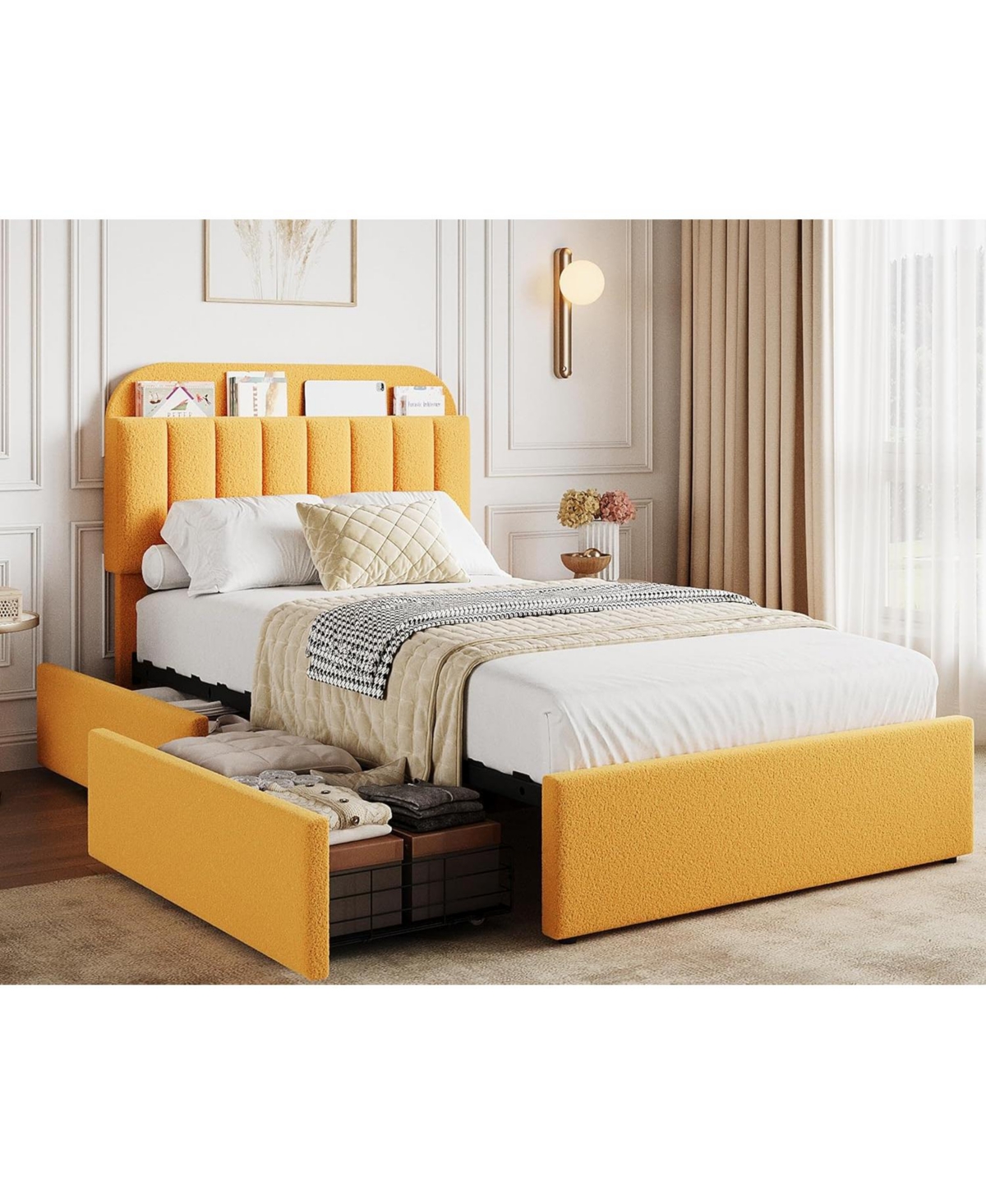 Click here for gaomon Twin Bed Frame with Storage Headboard and 2... prices