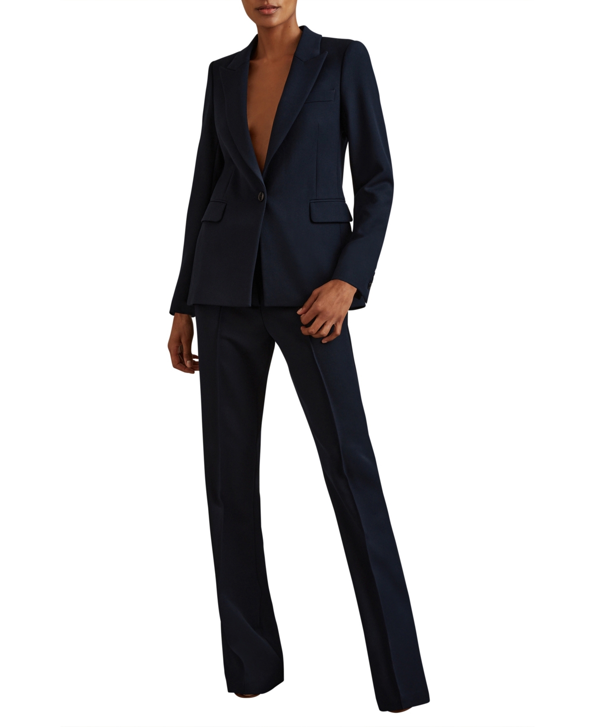 Click here for Reiss Womens Flared Suit Trouser Pants - Navy prices