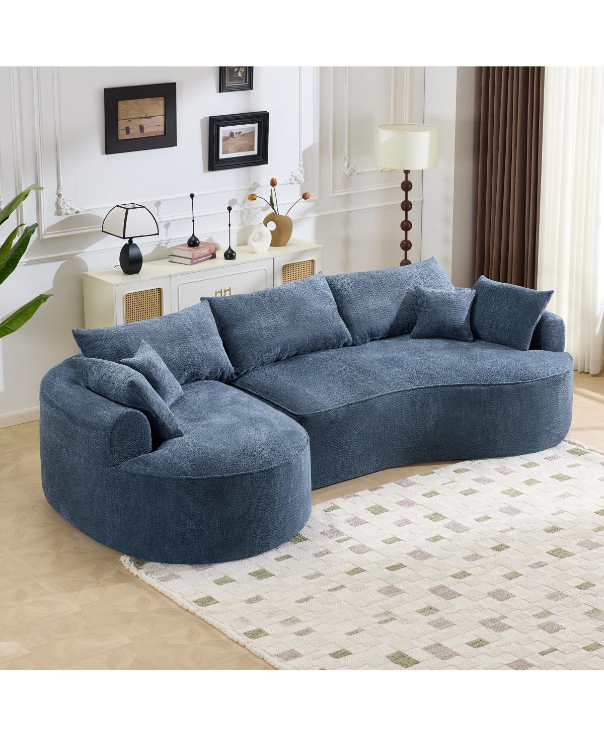Click here for Streamdale Furniture Curved Chenille Sofa with 7 T... prices