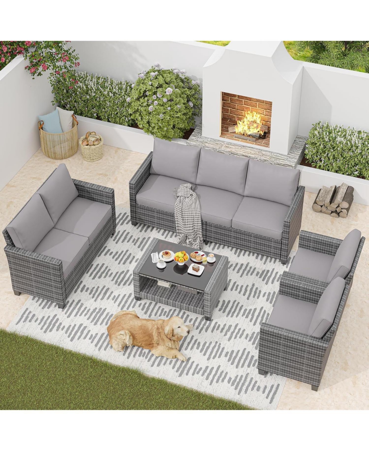 Click here for gaomon Outdoor Patio Sectional Set with Cushions a... prices
