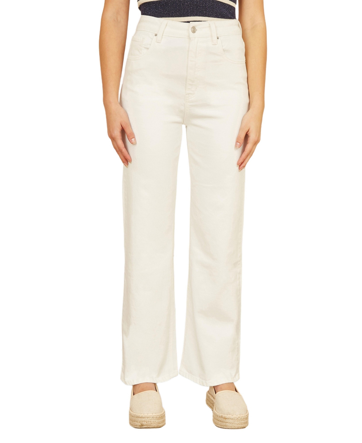 Click here for Yumi Womens Wide Leg High Waist Jeans - Light Beig... prices