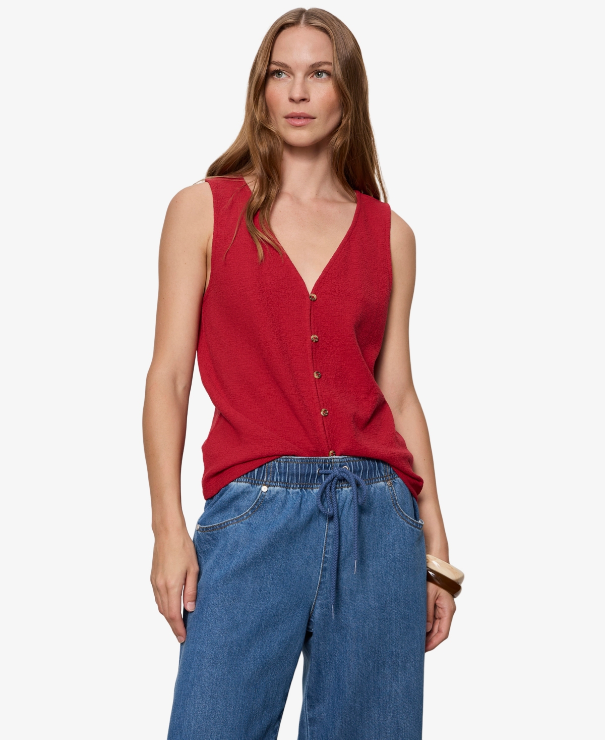Click here for Sanctuary Petite Cotton Easy Textured Tank Top - R... prices