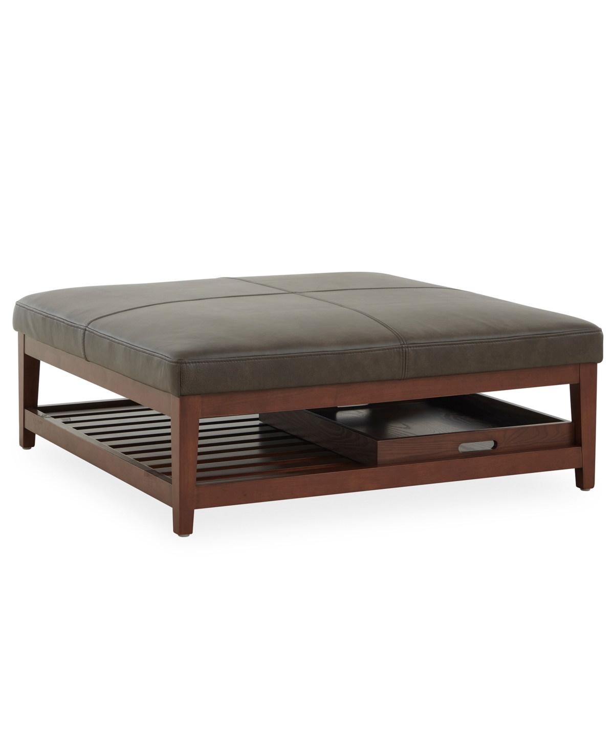 Click here for Jacey 17 Leather Square Wood Tray Ottoman - Cacao prices