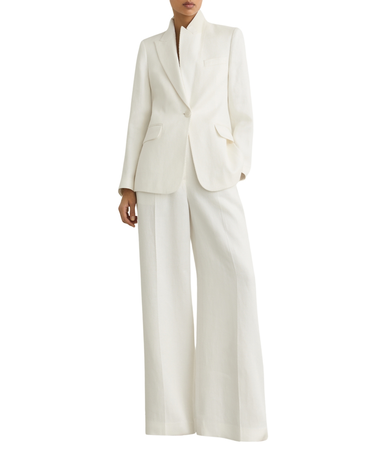 Click here for Reiss Womens Linen-Blend Single-Breasted Suit Jack... prices
