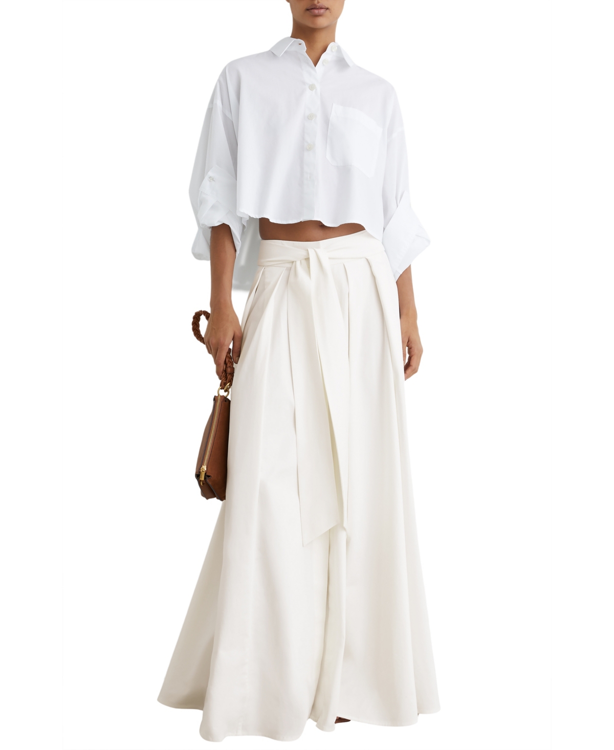 Click here for Reiss Womens Cotton-Blend Pleated Maxi Skirt - Ivo... prices