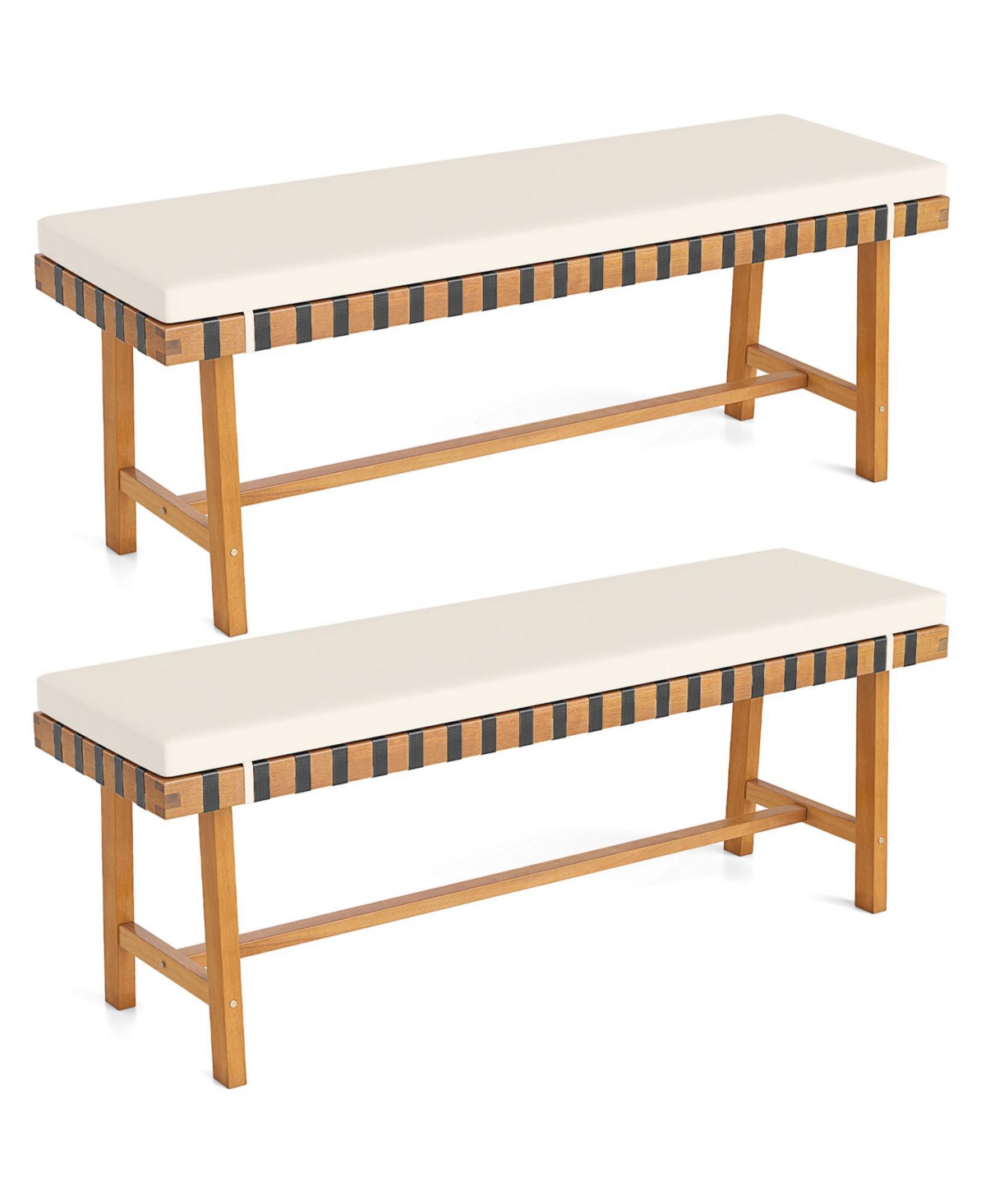 Click here for Gymax 2 Pieces 48 Long Acacia Wood Outdoor Bench T... prices