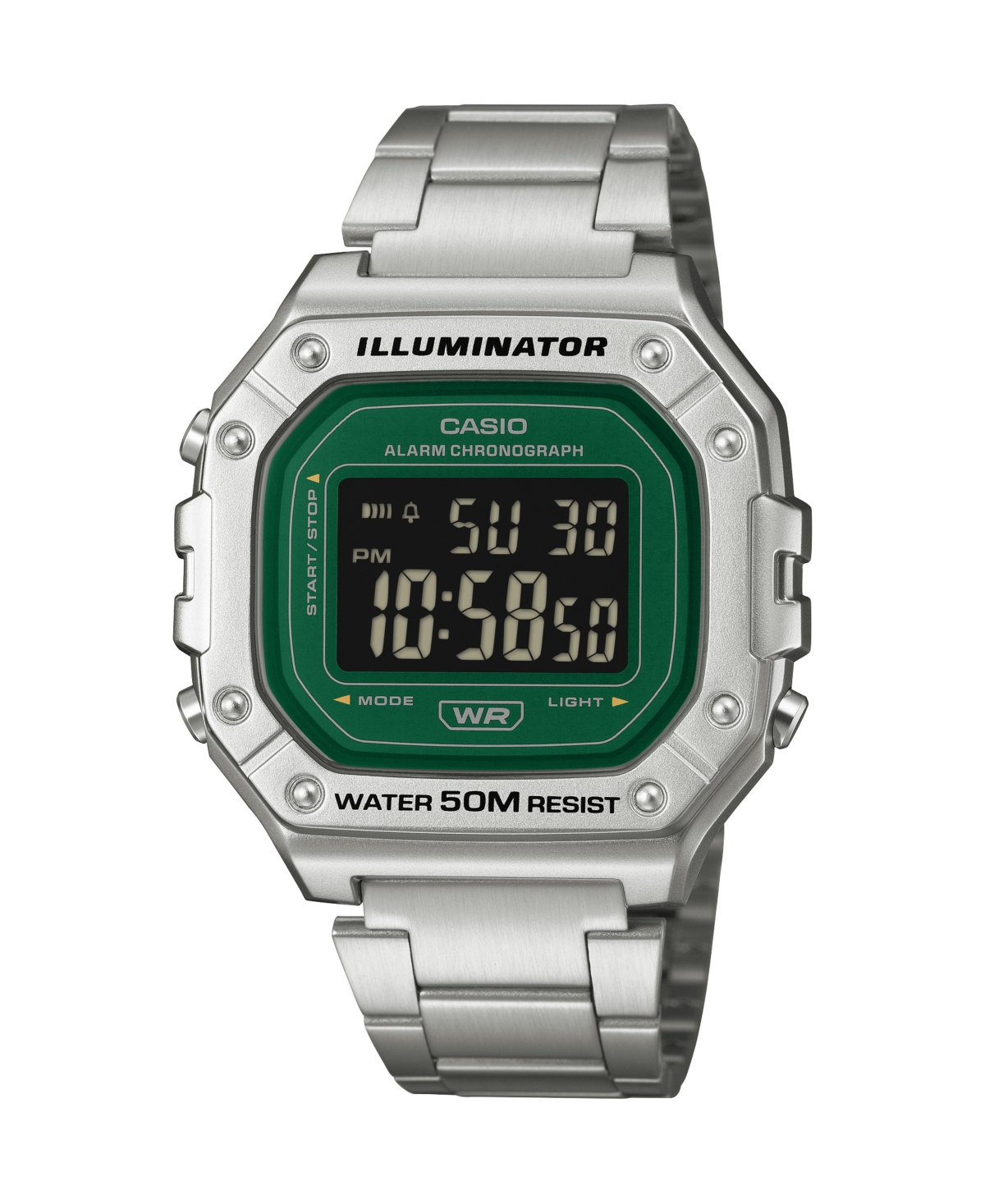 Click here for Casio Mens Digital Silver-Tone Stainless Steel Wat... prices