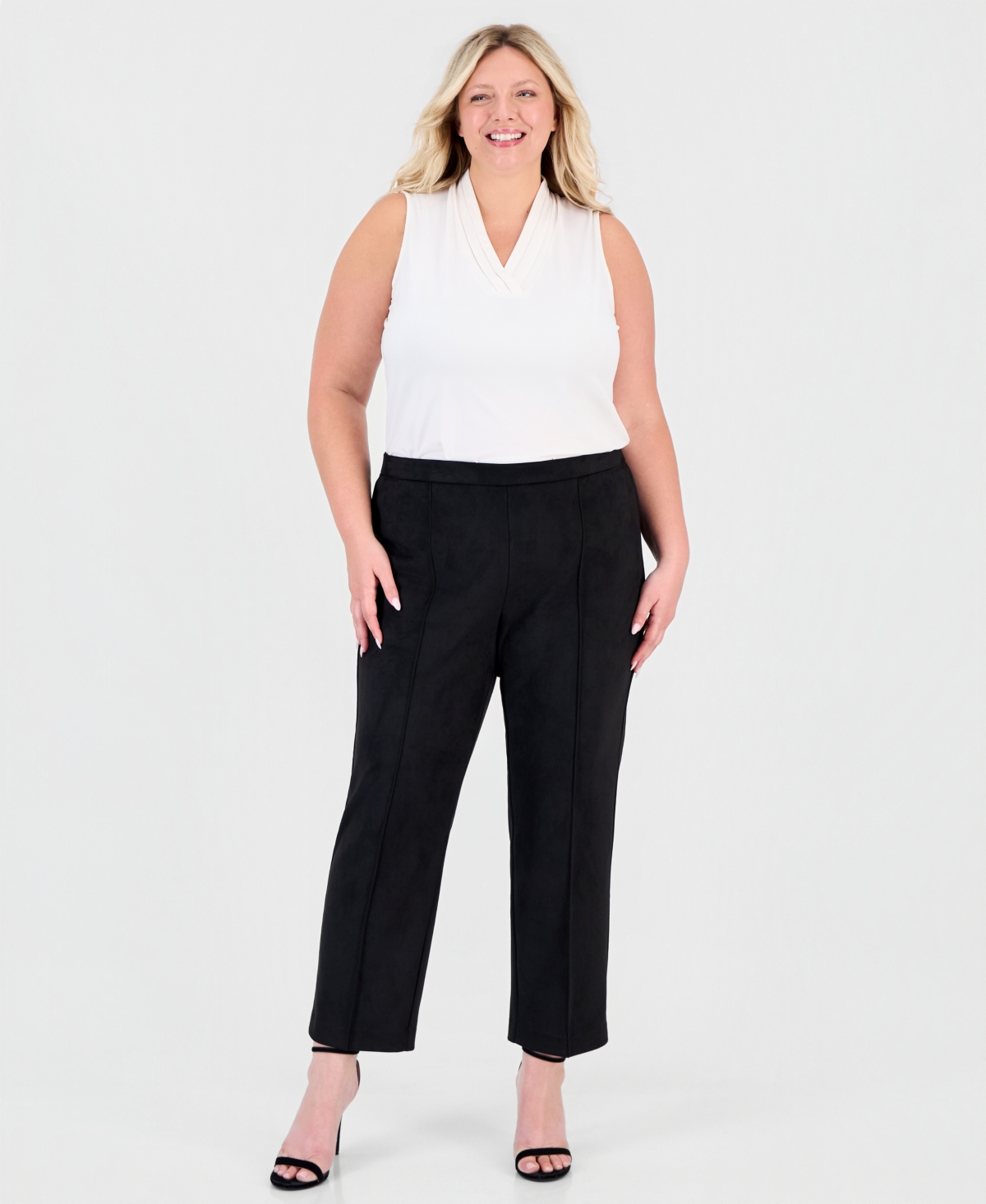 Click here for Anne Klein Essentials Plus Size Pull-On Pintuck St... prices