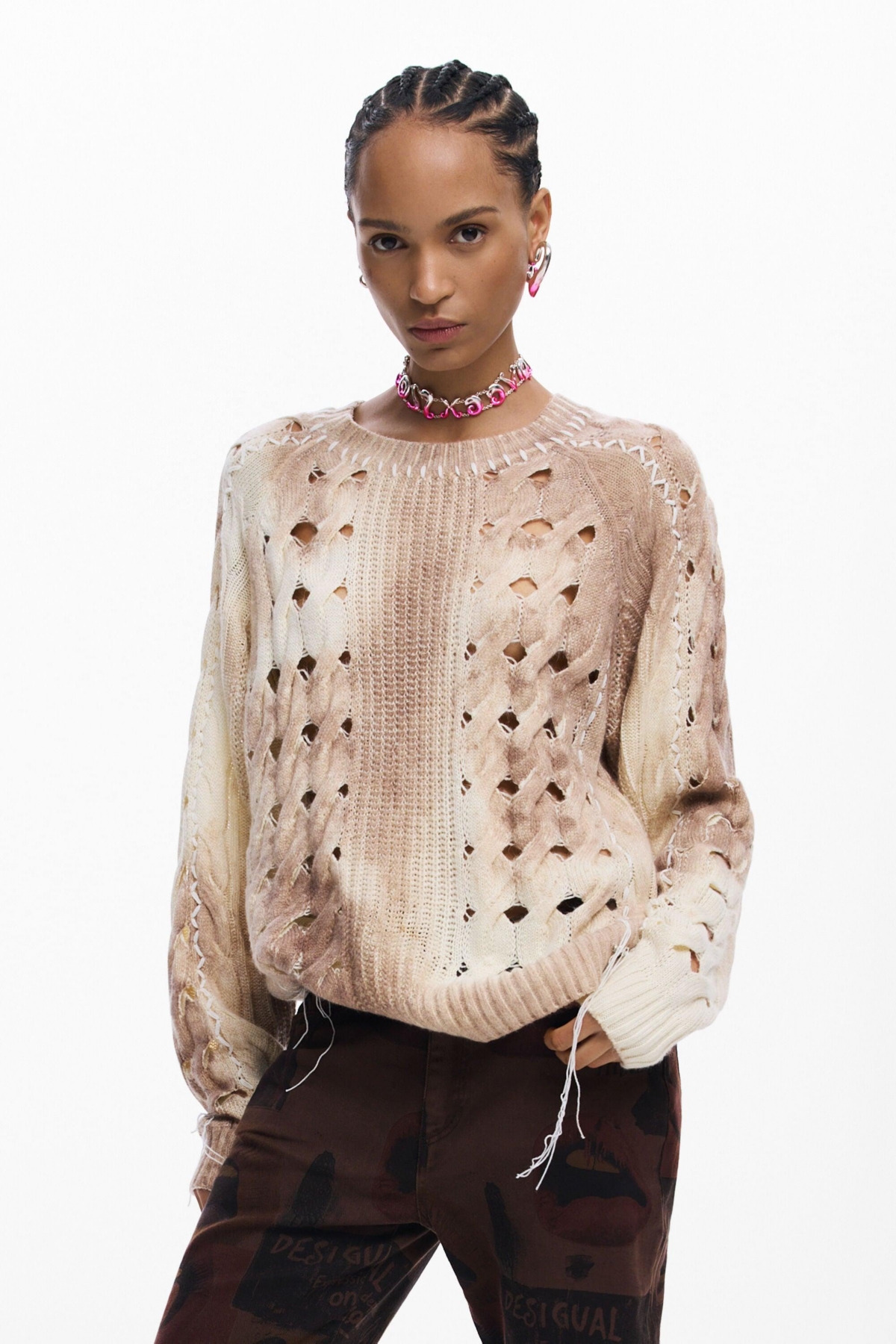 Click here for Desigual Womens Chunky Knit Sweater - Off white prices