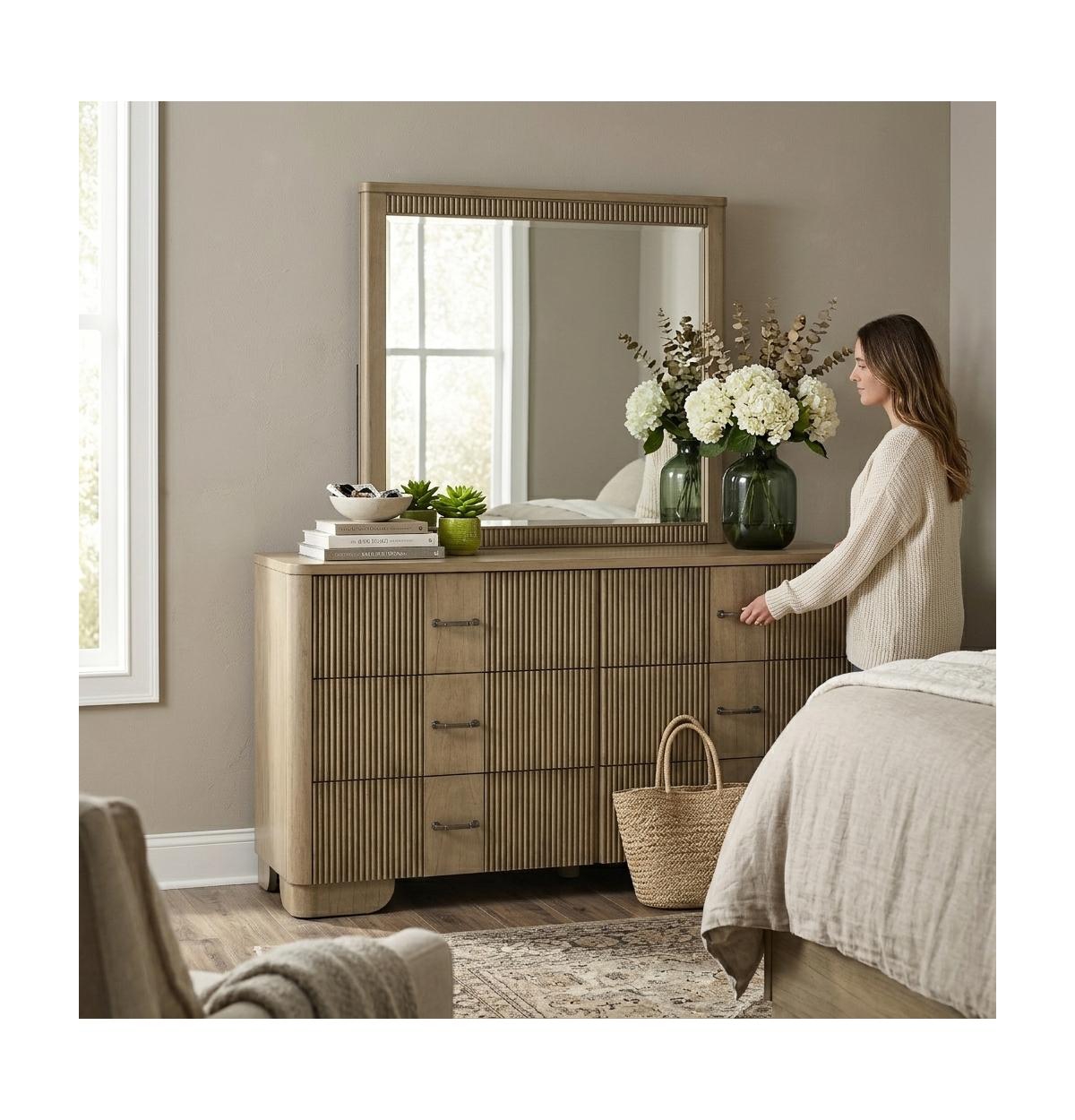 Click here for Kings Brand Furniture Sierra White Oak Modern Flut... prices