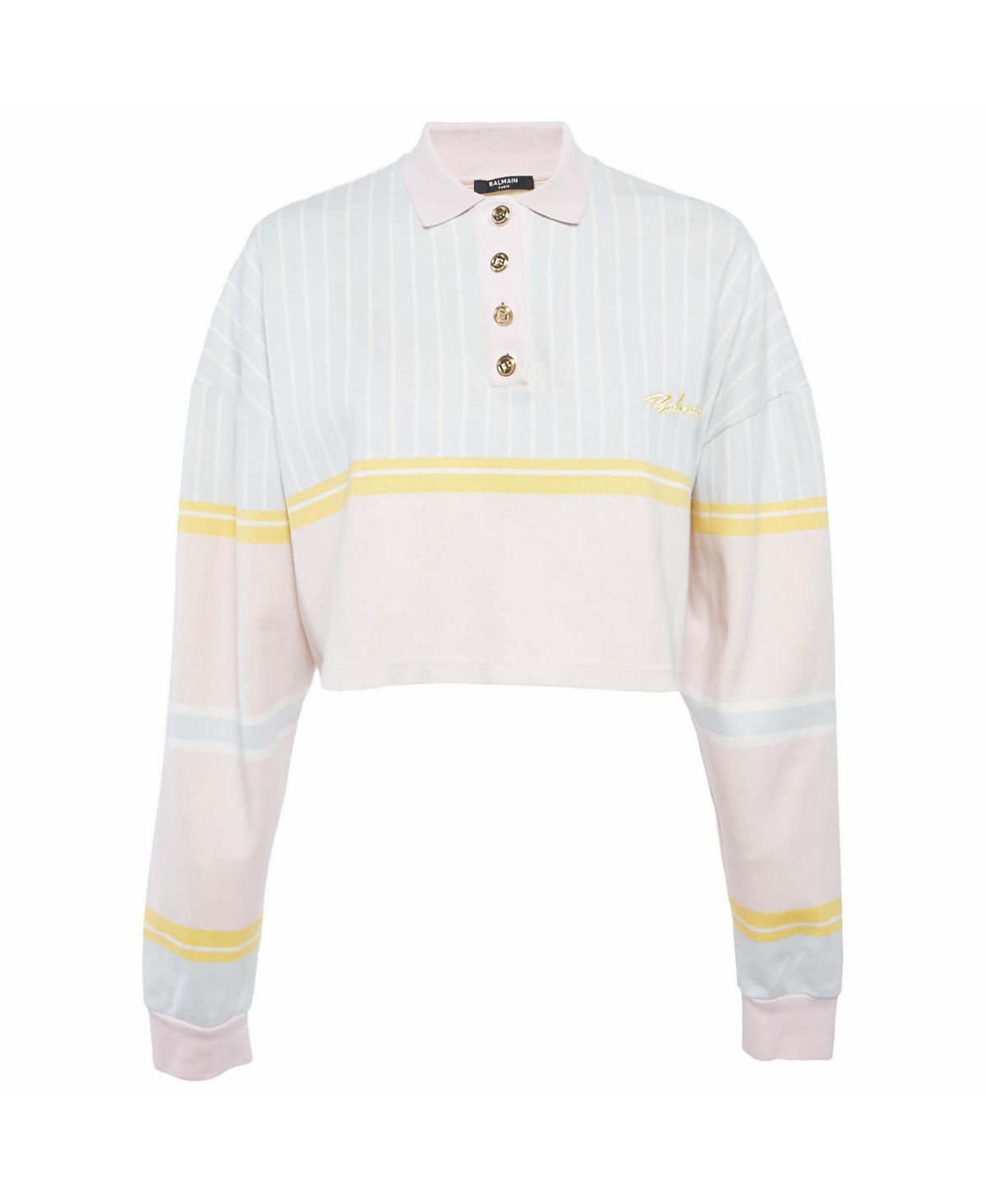 Click here for Pre-Owned Balmain Womens Striped Cotton Crop Polo... prices