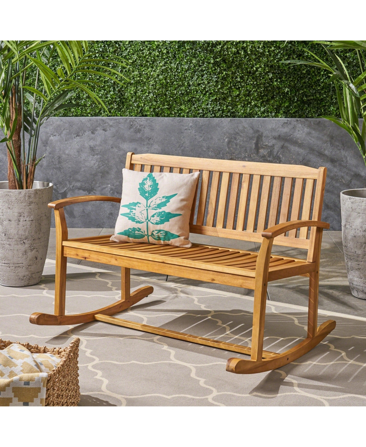Click here for Mondawe Patio Rocking Loveseat Wood 2-Person Outdo... prices