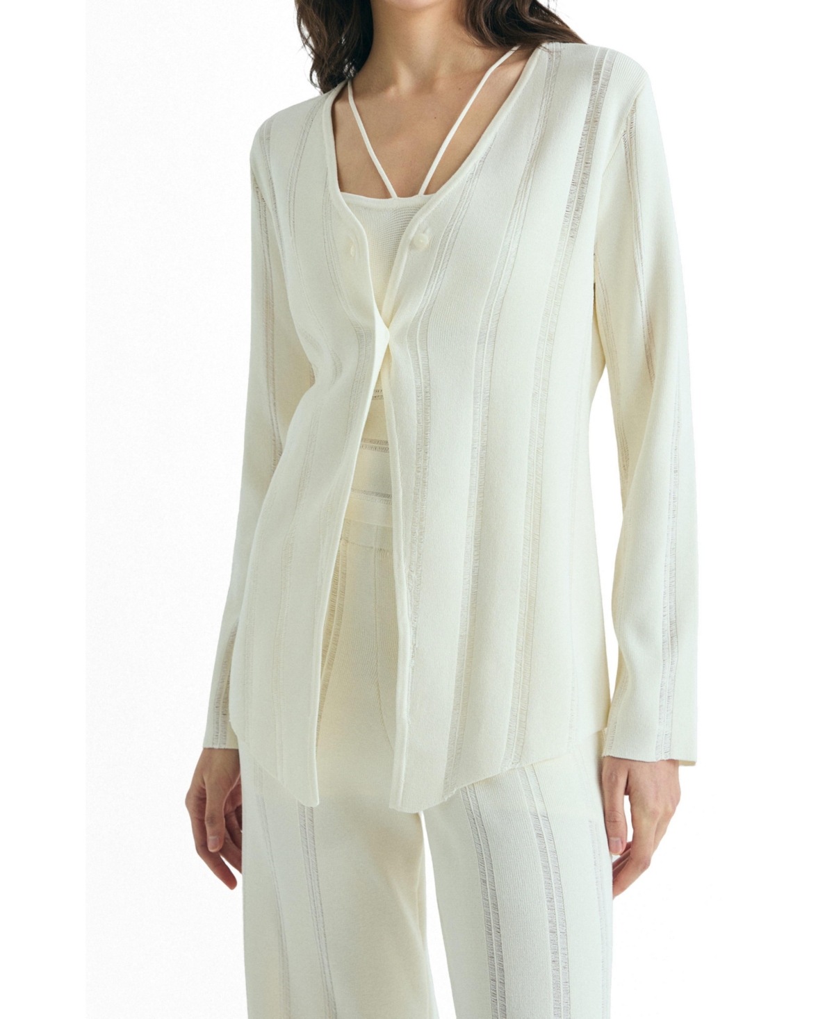 Click here for Scalpers Womens Slanted Knit Cardigan - Ecru prices