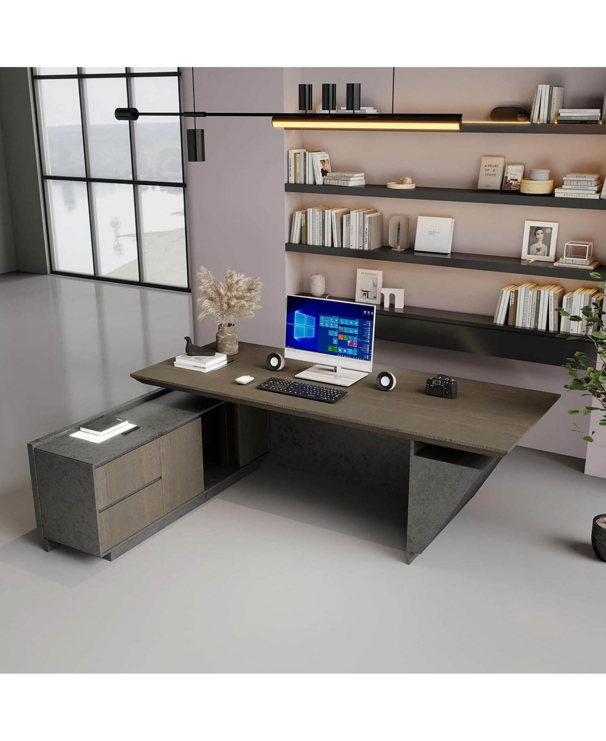Click here for Logicfox Adjustable Executive Desk with Drawers Fi... prices