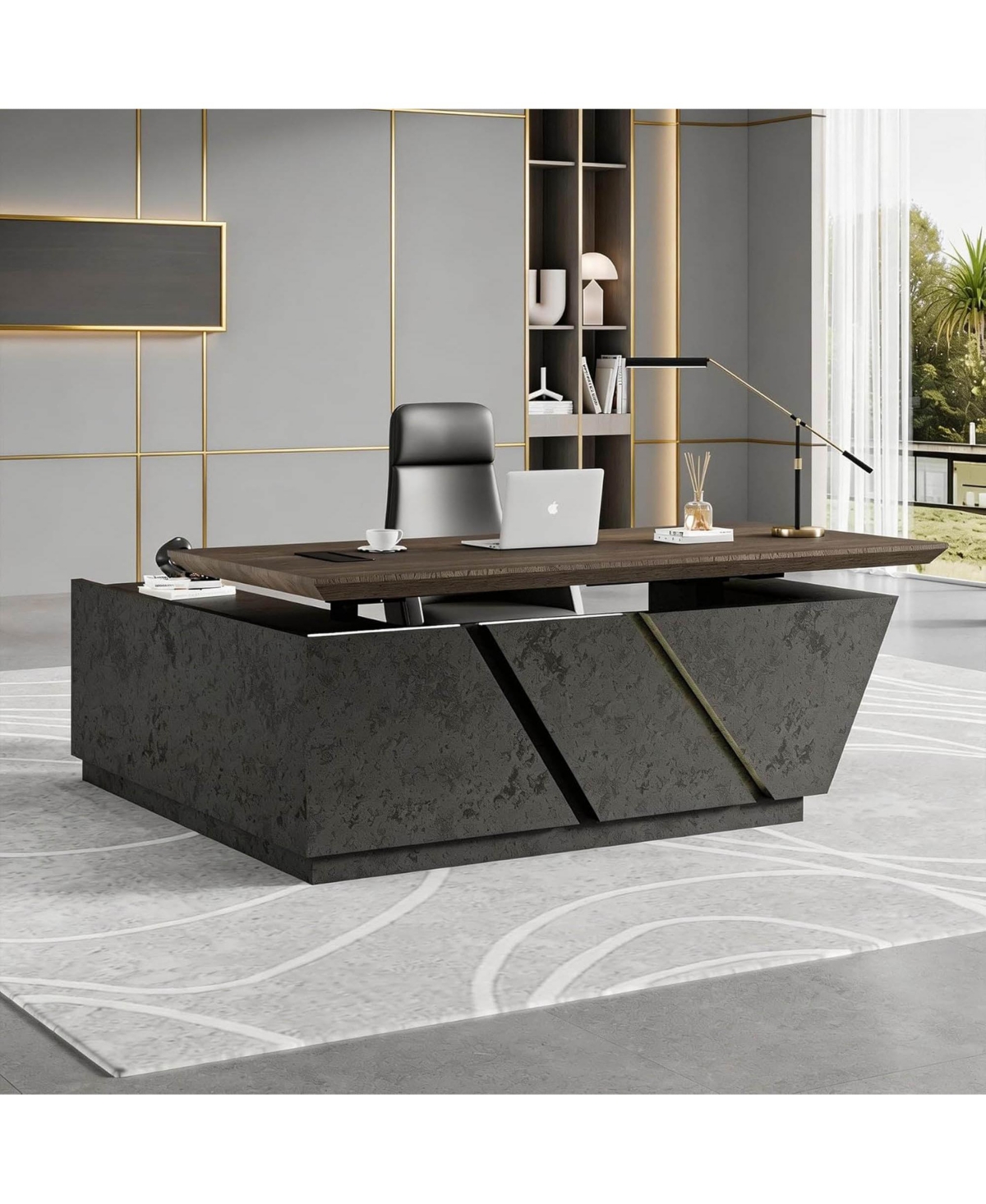 Click here for Logicfox Adjustable Executive Desk with Drawers Fi... prices