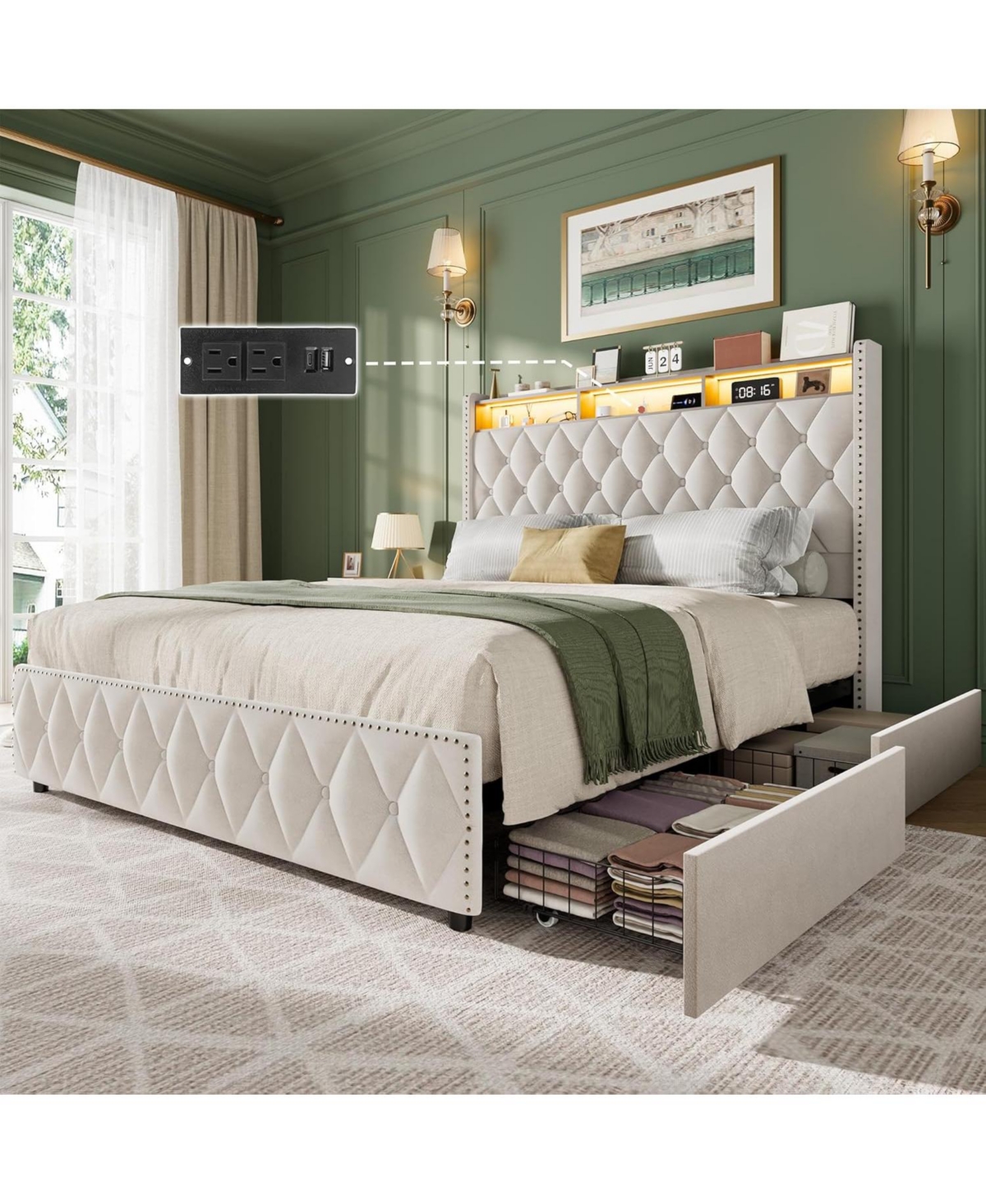 Click here for gaomon Bed Frame with 50.8 Inch Tall Headboard  Pl... prices