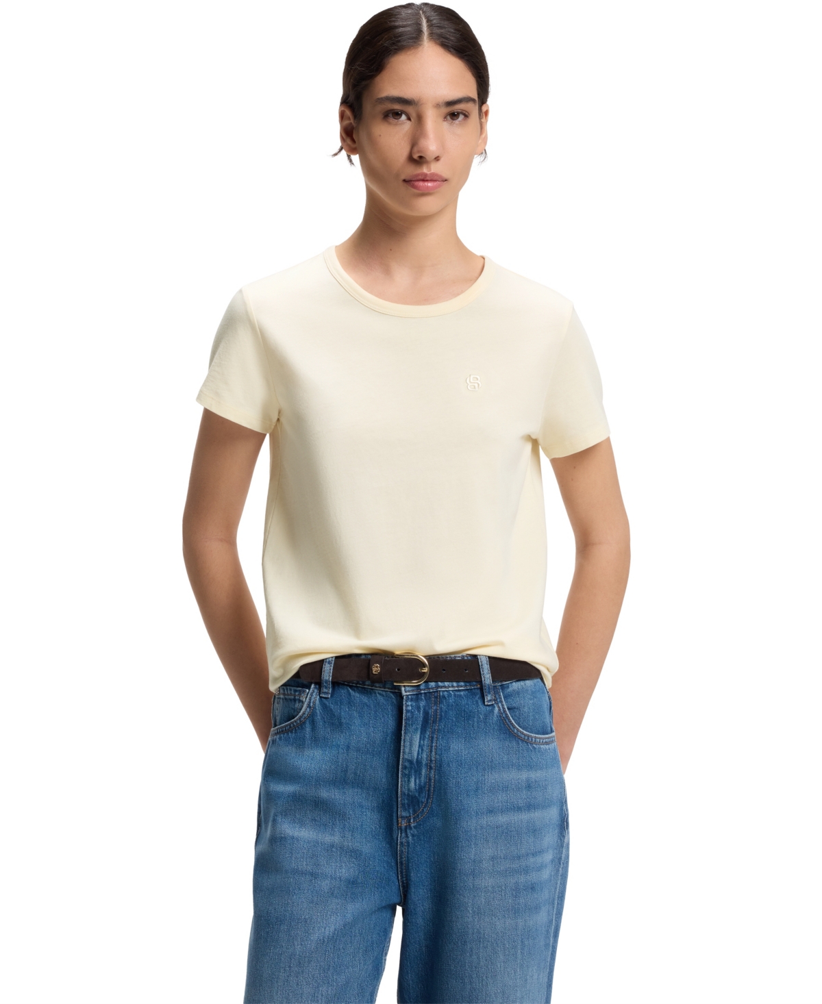 Click here for Boss by Hugo Boss Womens Cotton-Silk Blend Slim-Fi... prices