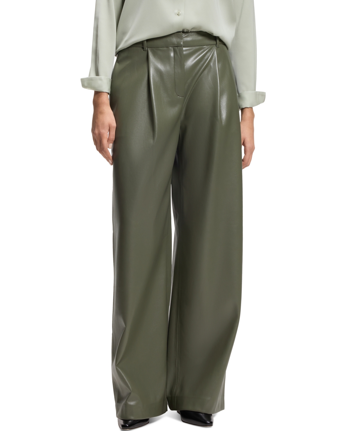 Click here for Boss by Hugo Boss Womens Wide-Leg Pants - Dark Gre... prices
