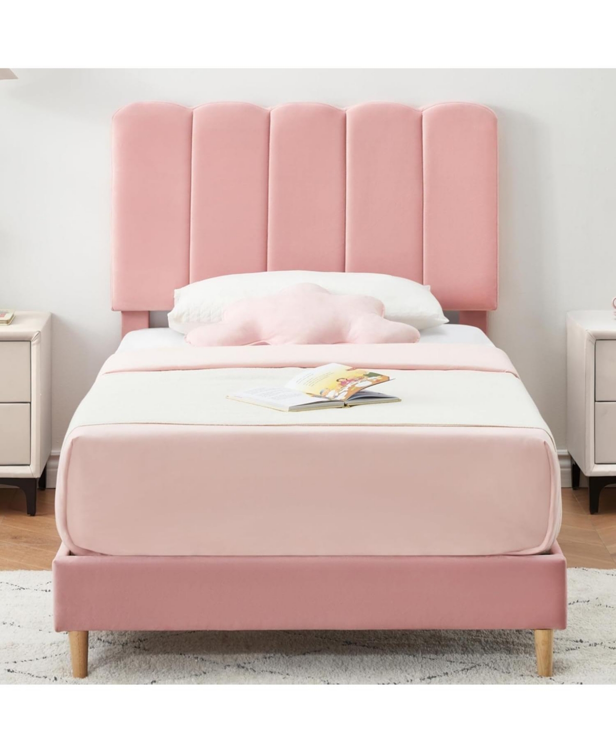 Click here for gaomon Twin Upholstered Bed  Crystal Tufted Wave H... prices