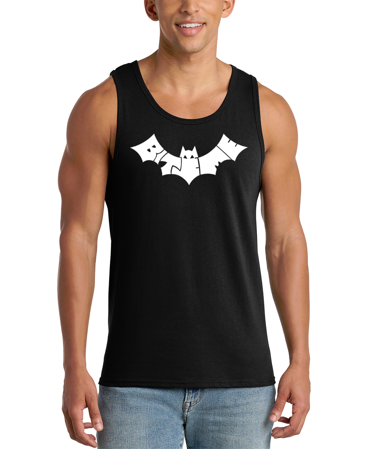 Click here for La Pop Art Mens Bat Symbol Graphic Tank Top - Blac... prices