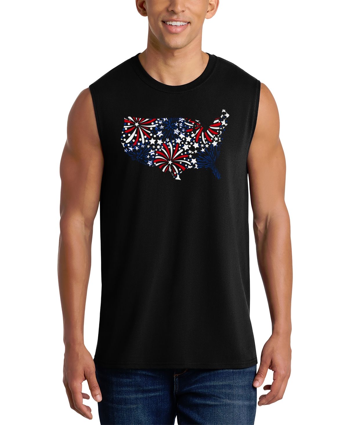 Click here for La Pop Art Mens American Flag Fireworks Graphic Ta... prices