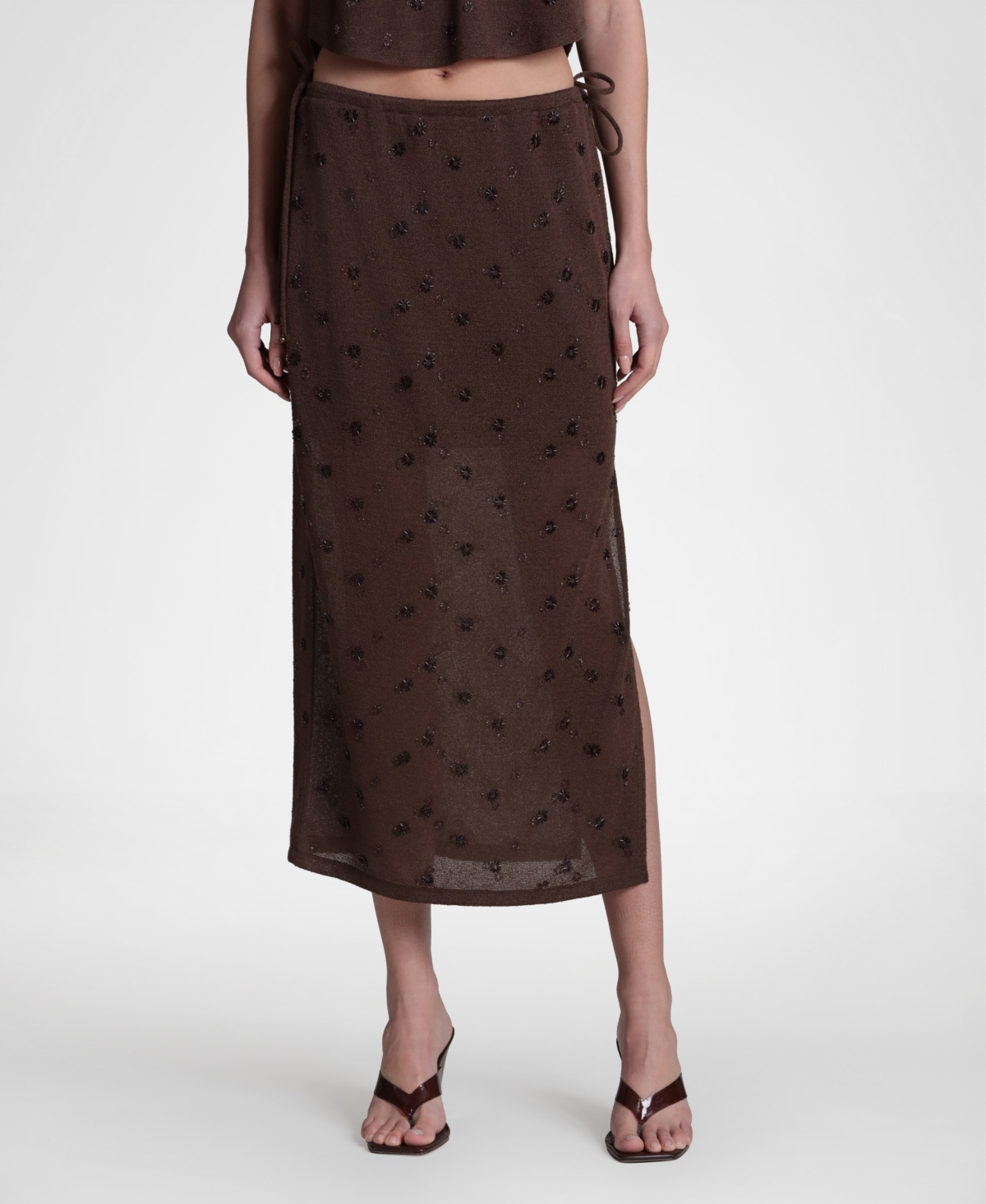 Click here for Avec Les Filles Womens Drawstring Midi Skirt - Bro... prices