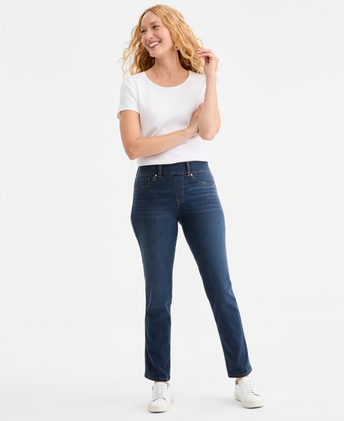 Click here for Style & Co Womens Shaping Pull-On Straight Jeans... prices