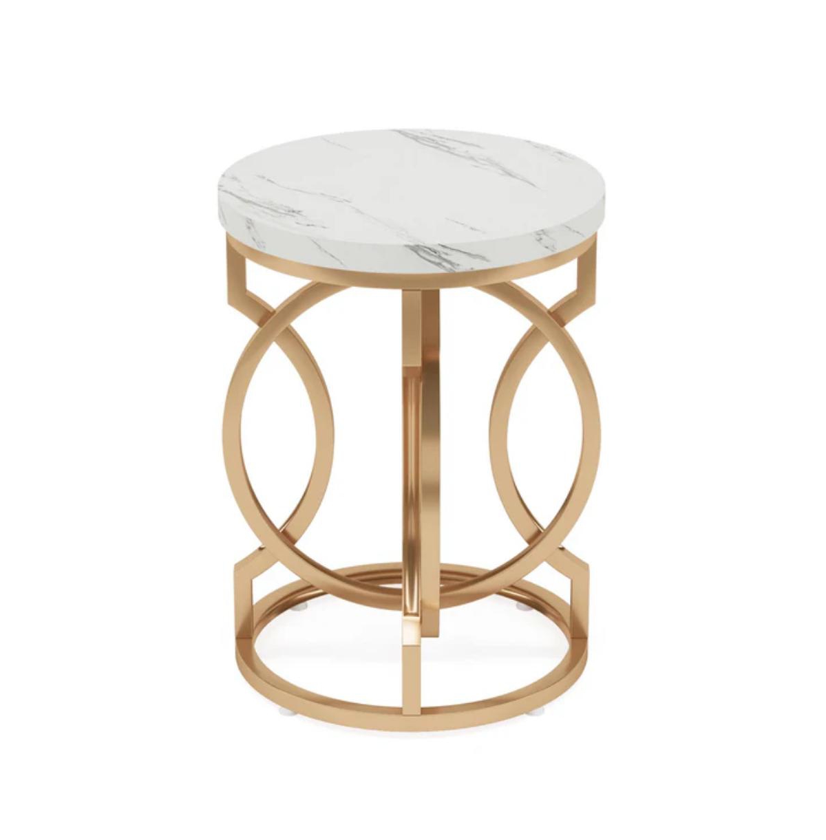 Click here for Slickblue Round Bedside Table with Stylish Faux Ma... prices