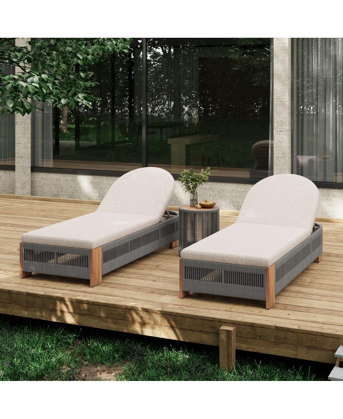 Click here for Asagikoiai 3-Piece Patio Adjustable Rope Chaise Lo... prices