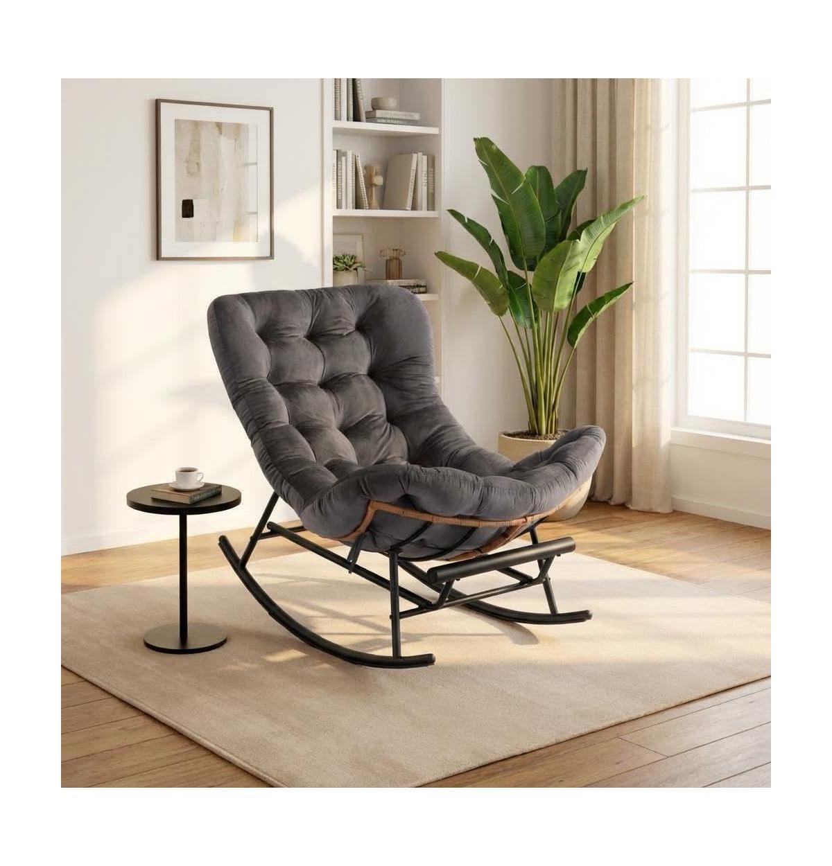 Click here for gaomon Papasan Rocking Chair with Footrest - Indoo... prices