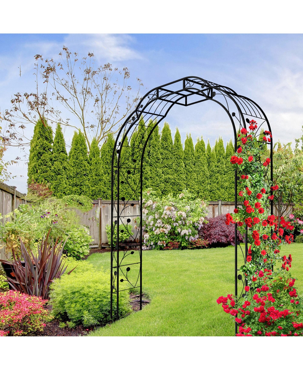 Click here for Clihome Metal Garden Arch with Gate 79.5 Wide x 86... prices