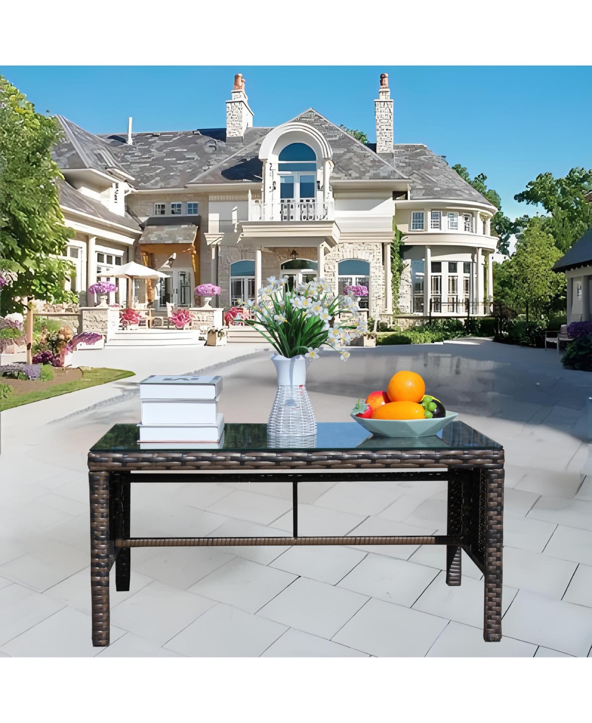 Click here for Clihome 30.75 Outdoor Patio Coffee Table Tempered... prices