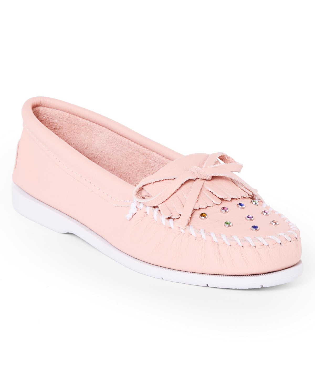 Click here for Minnetonka Womens Rhinestone Leather Moccasins - B... prices